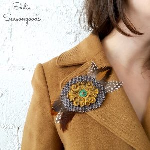 Tutorial: Tweed and salvaged furniture applique brooches – Sewing