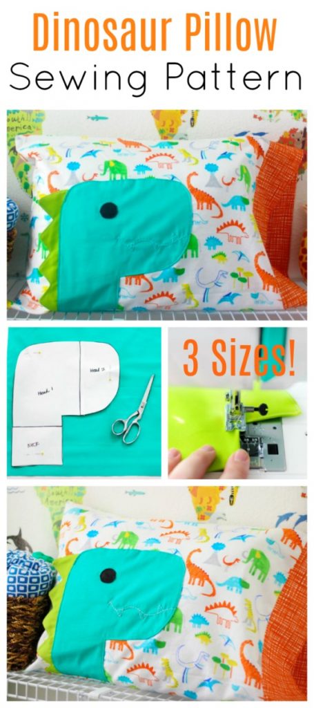 Sewing pattern: Dinosaur applique pillowcase – Sewing