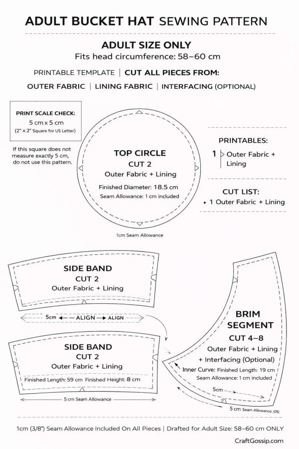 How to Sew an Adult Bucket Hat (Free Sewing Pattern) – Sewing