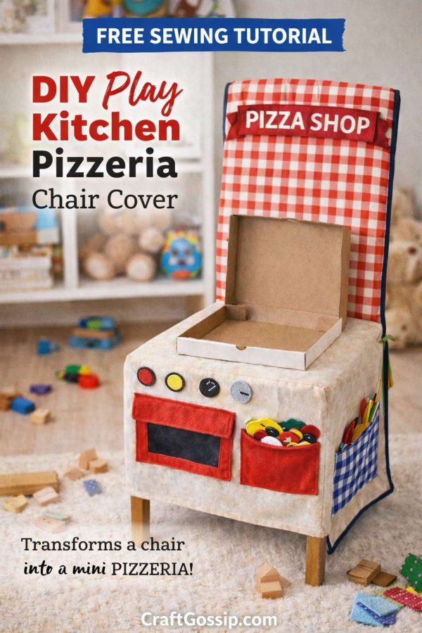 DIY Pizza Shop Chair Slipcover (With a No-Sew Option Too) – Sewing
