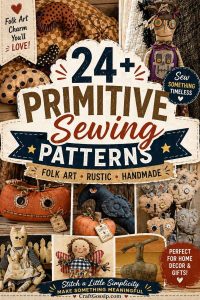 25 Primitive Folk Art Style Sewing Patterns – Sewing